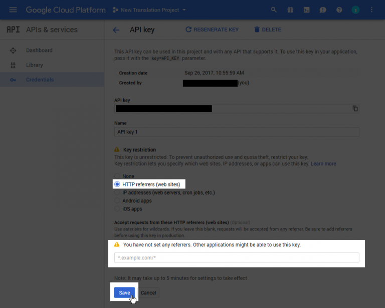 Generate Google Translate API Key - TranslatePress
