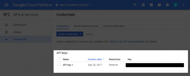 Generate Google API Key - TranslatePress
